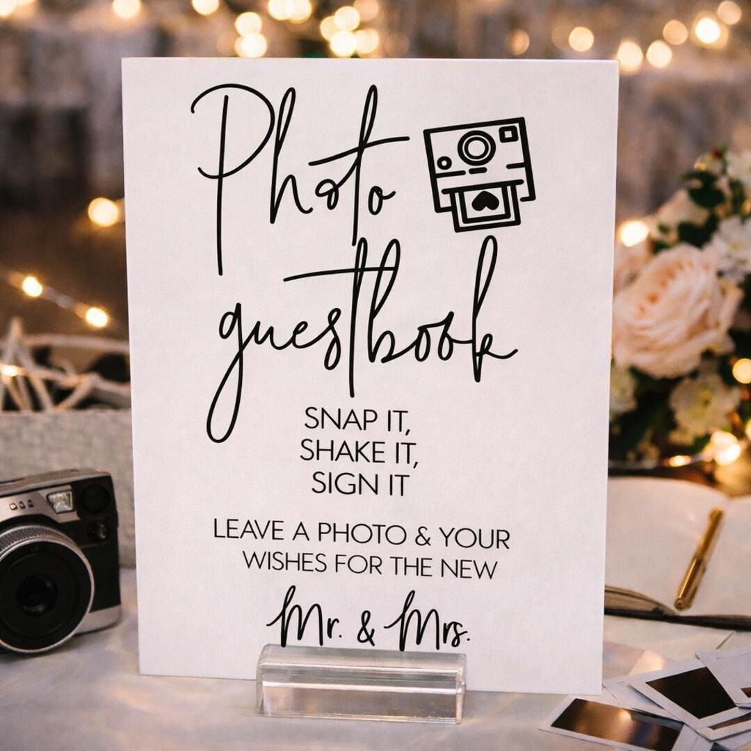 Acrylic Photo Guestbook Snap Stick Sign It Wedding Sign, Photo Booth ...