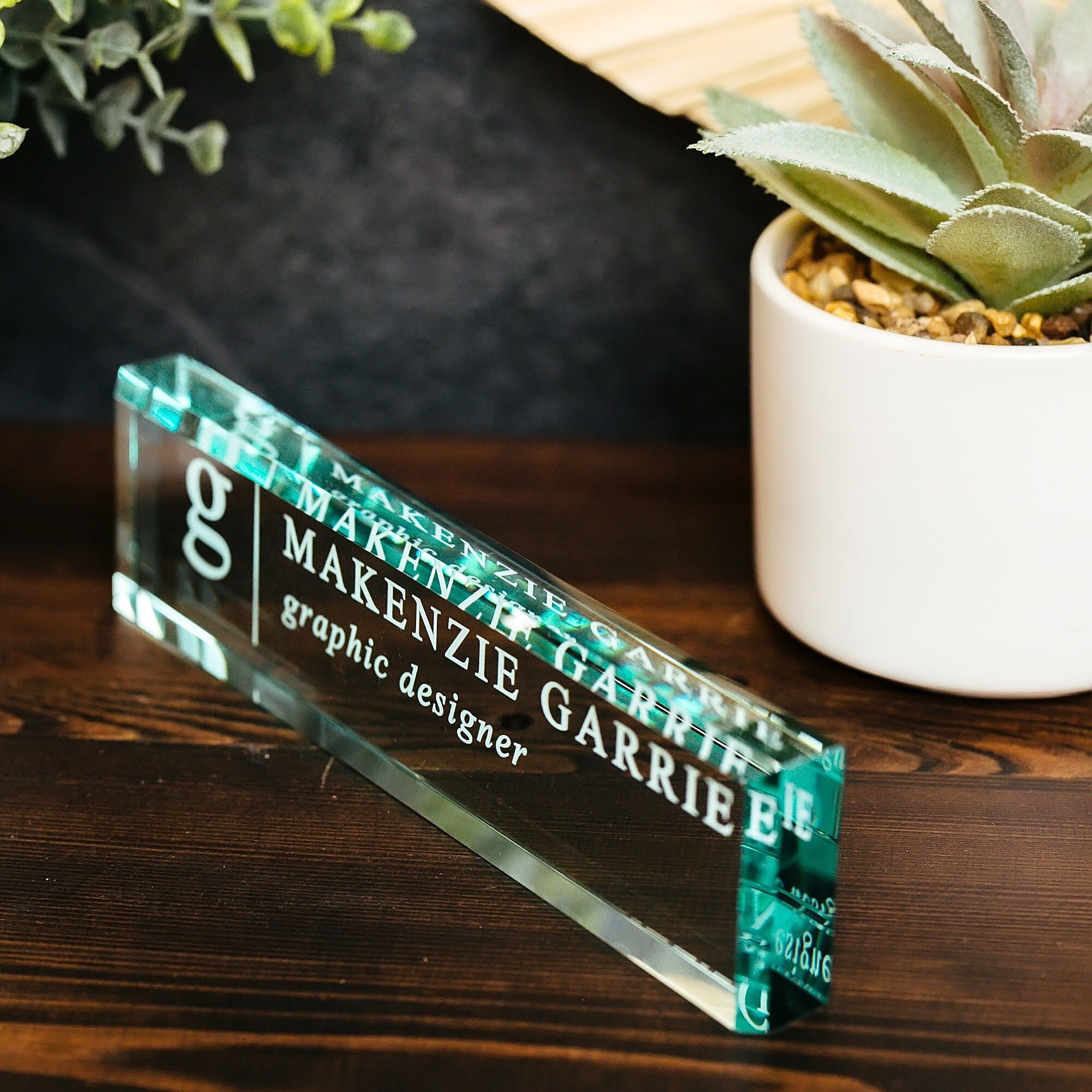Personalized Boss Glass Office Desk Name Plate Best Employer - Etsy