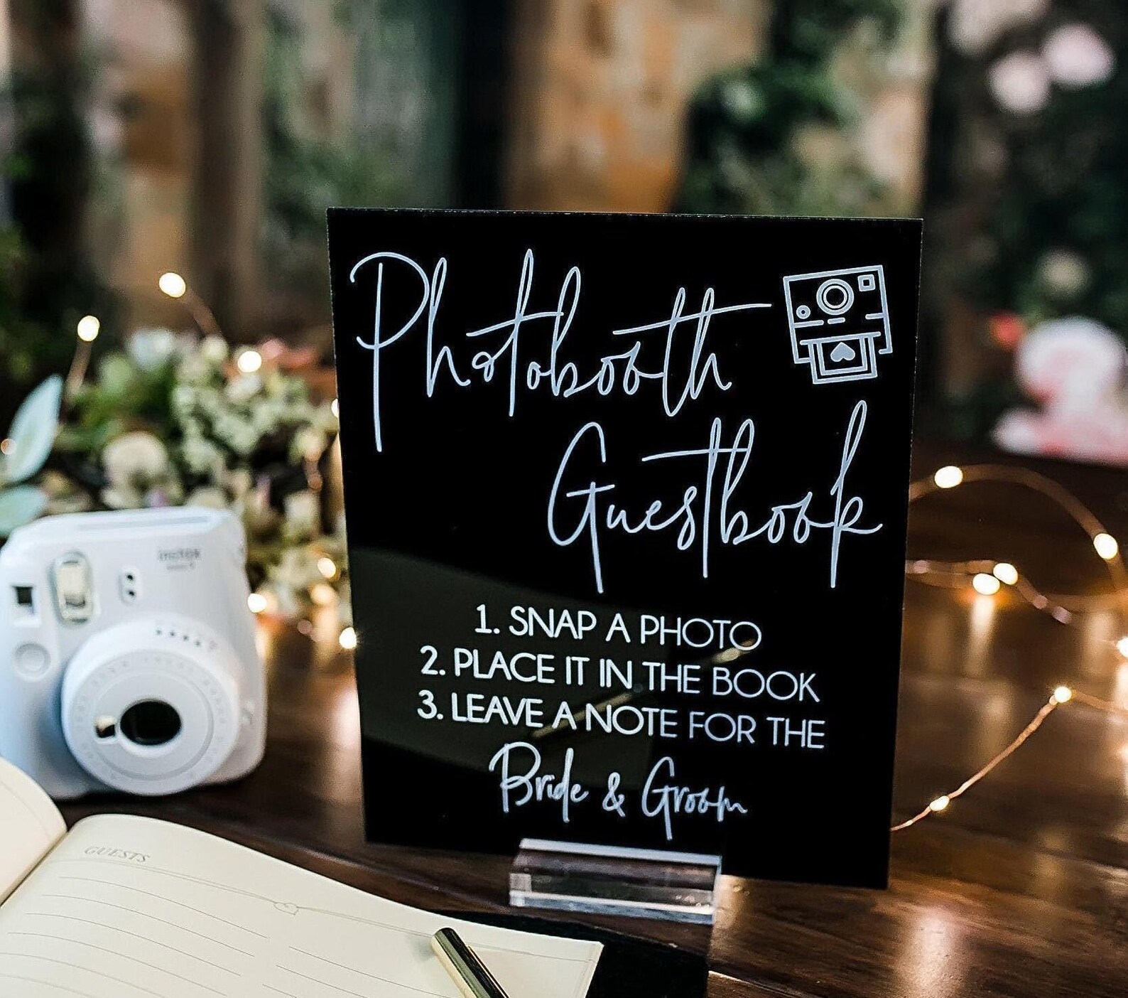Photobooth Guestbook Snap It Stick It Sign It Clear Glass Look Acrylic ...