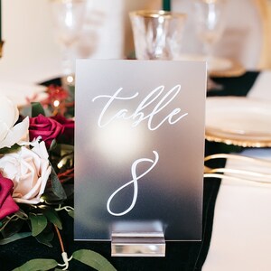 Black, White, FROSTED or Clear Acrylic Table Number Sign With Stands ...