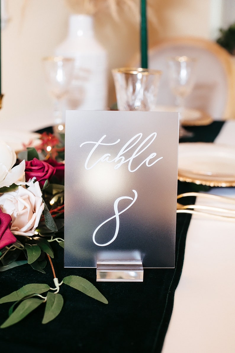 Black White FROSTED or Clear Acrylic Table Number Sign With - Etsy