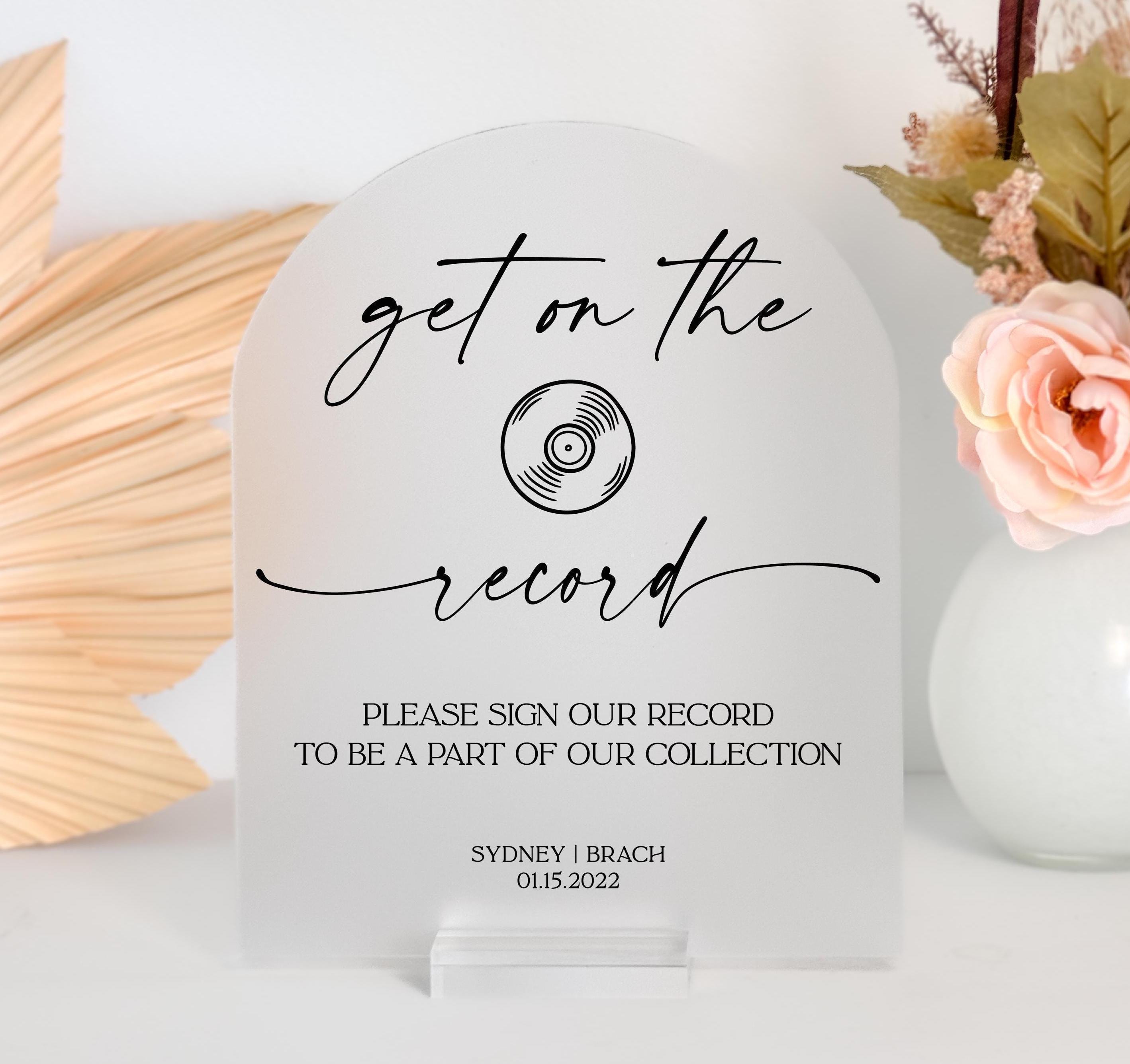 Get on the Record Please Sign Our Guestbook Acrylic Wedding Arch Sign ...