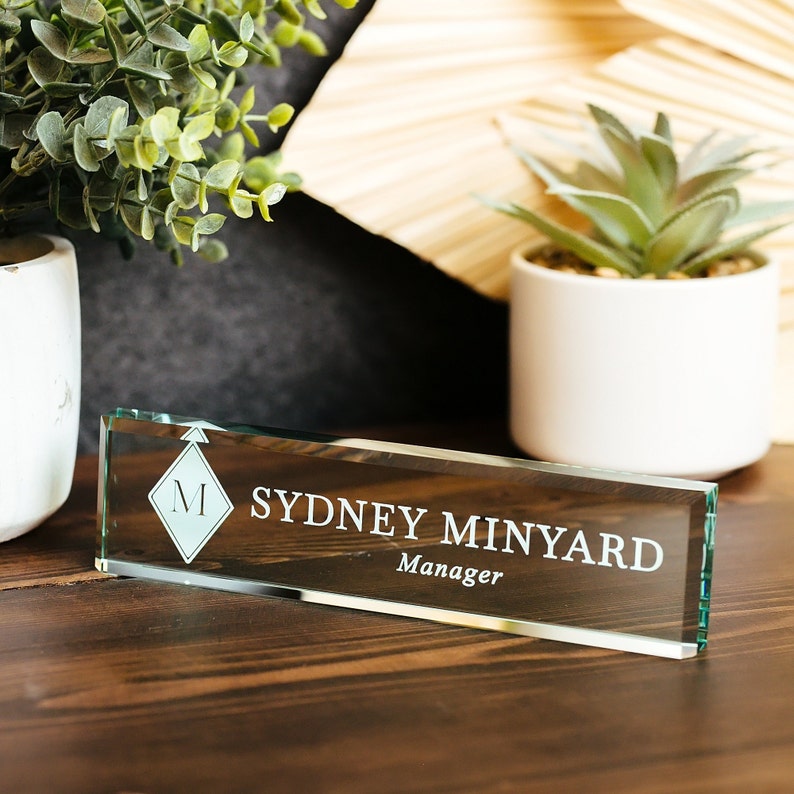 Personalized Boss Glass Office Desk Name Plate Best Employer - Etsy