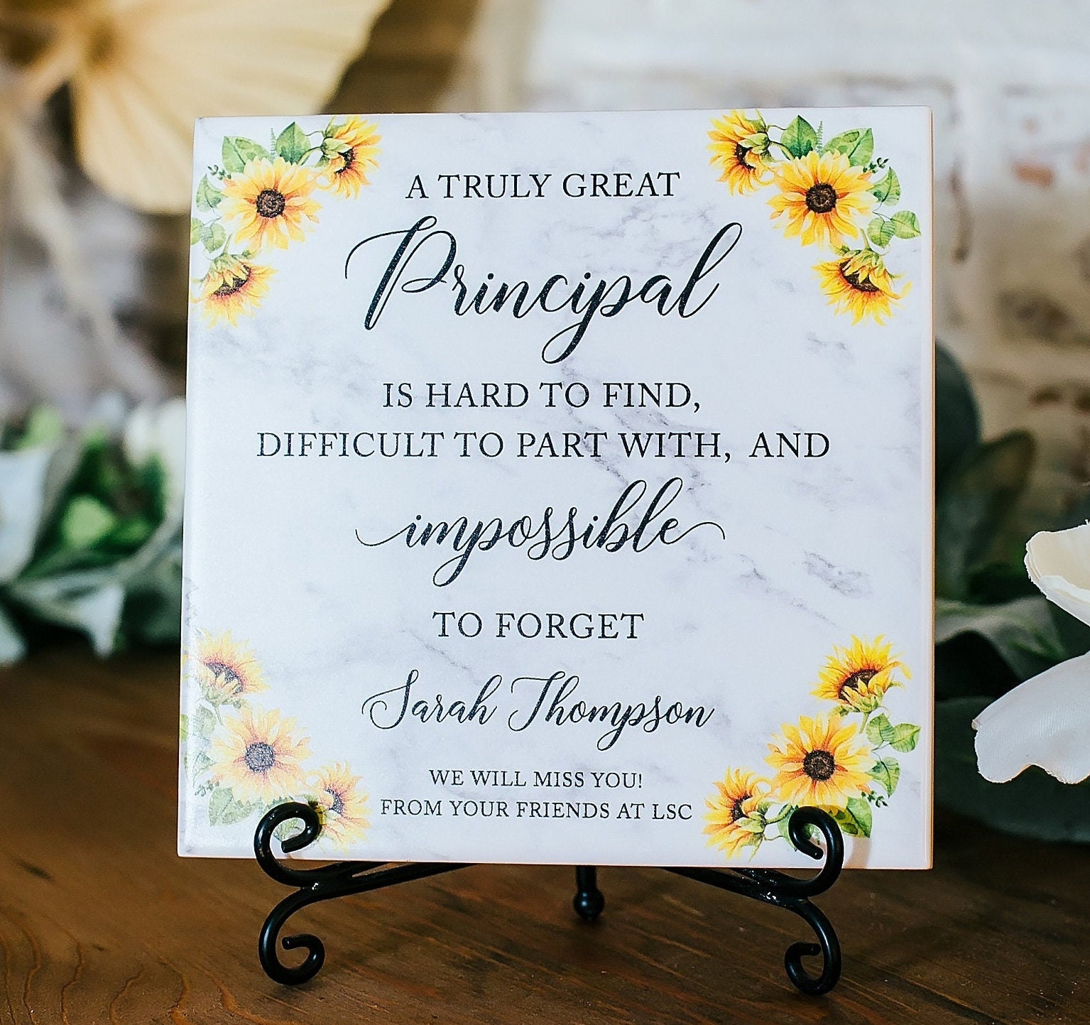 Sunflowers PRINCIPAL Appreciation Tile Plaque Gift From - Etsy