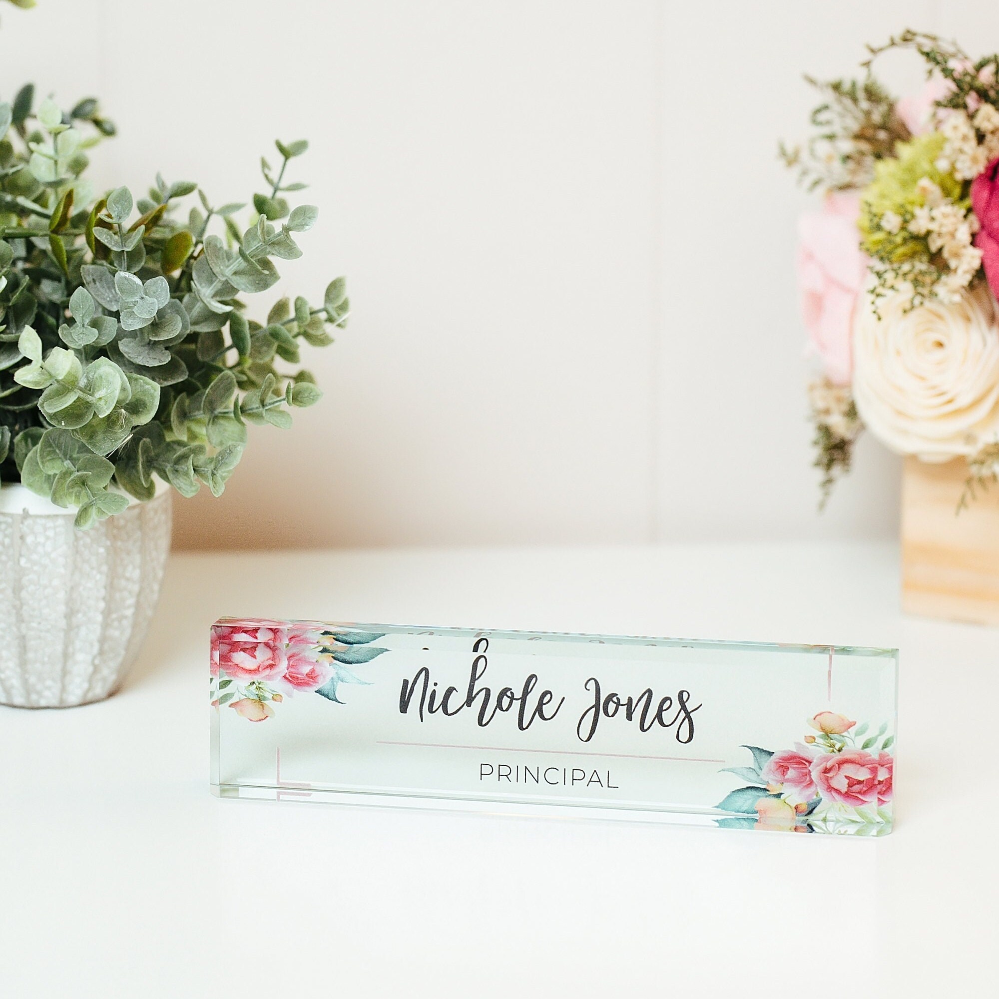 Personalized Boss Glass Office Desk Name Plate Best Employer - Etsy