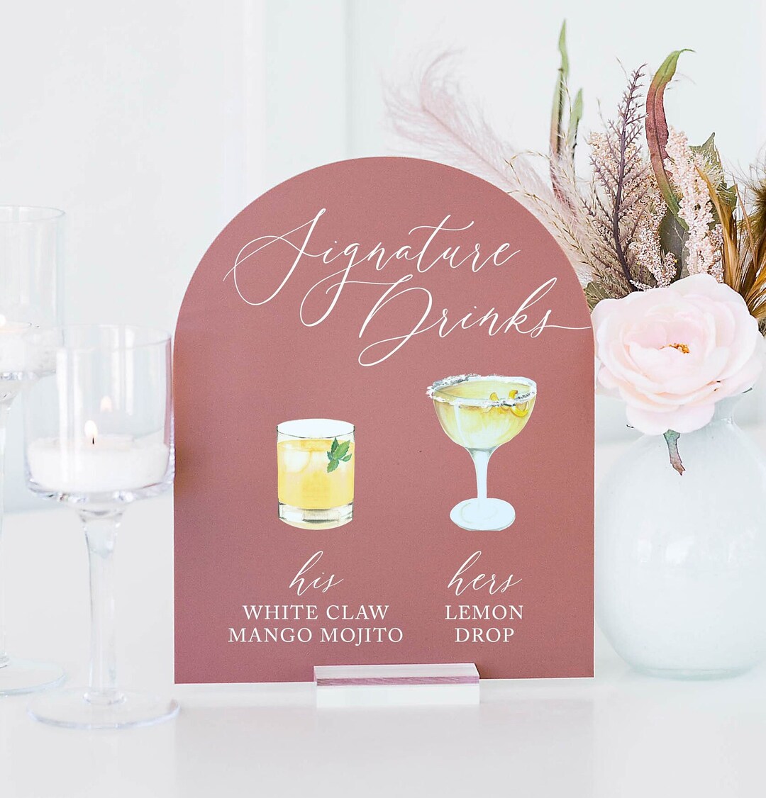 ARCH Bar Menu Signature Cocktails Custom Clear Glass Look Acrylic ...