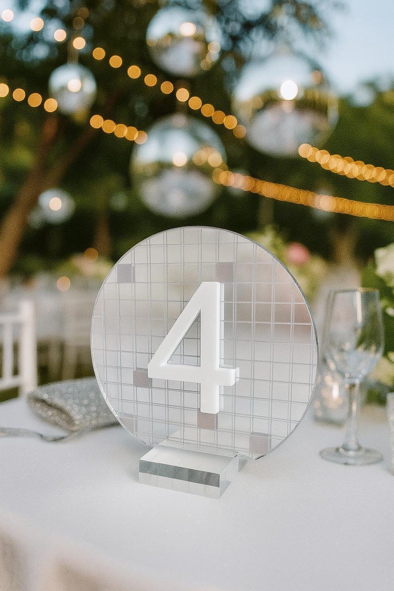 Retro Disco Wedding Table Numbers, Boho Vintage Acrylic Reception Decor ...