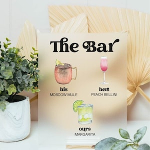Retro 60s 70s Groovy Bar Menu Signature Cocktails Custom Clear Glass ...