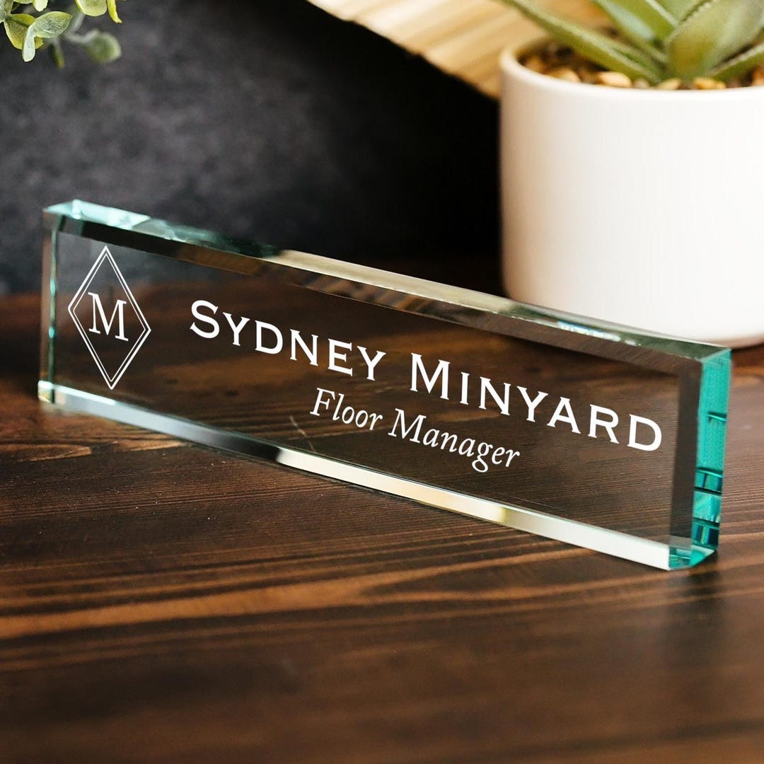 Personalized Boss Glass Office Desk Name Plate, Best Employer Ever ...