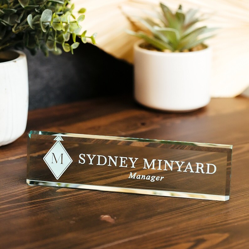 Personalized Boss Glass Office Desk Name Plate Best Employer - Etsy