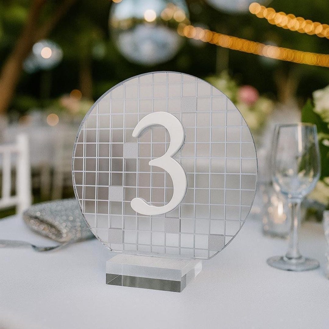 Retro Disco Wedding Table Numbers, Boho Vintage Acrylic Reception Decor ...