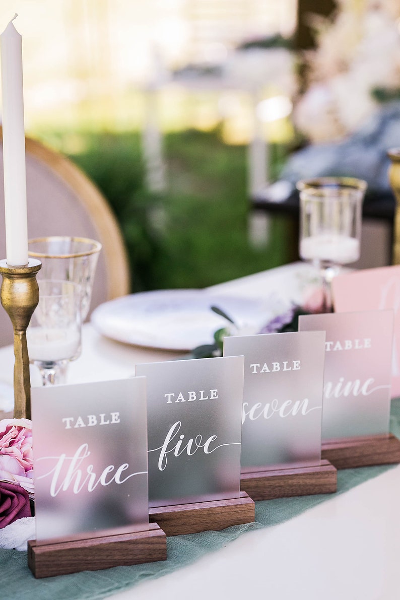 FROSTED White Black or Clear Acrylic Table Number Sign With - Etsy