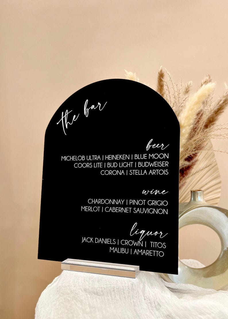 ARCH Bar Menu Signature Cocktails Custom Clear Glass Look Acrylic ...