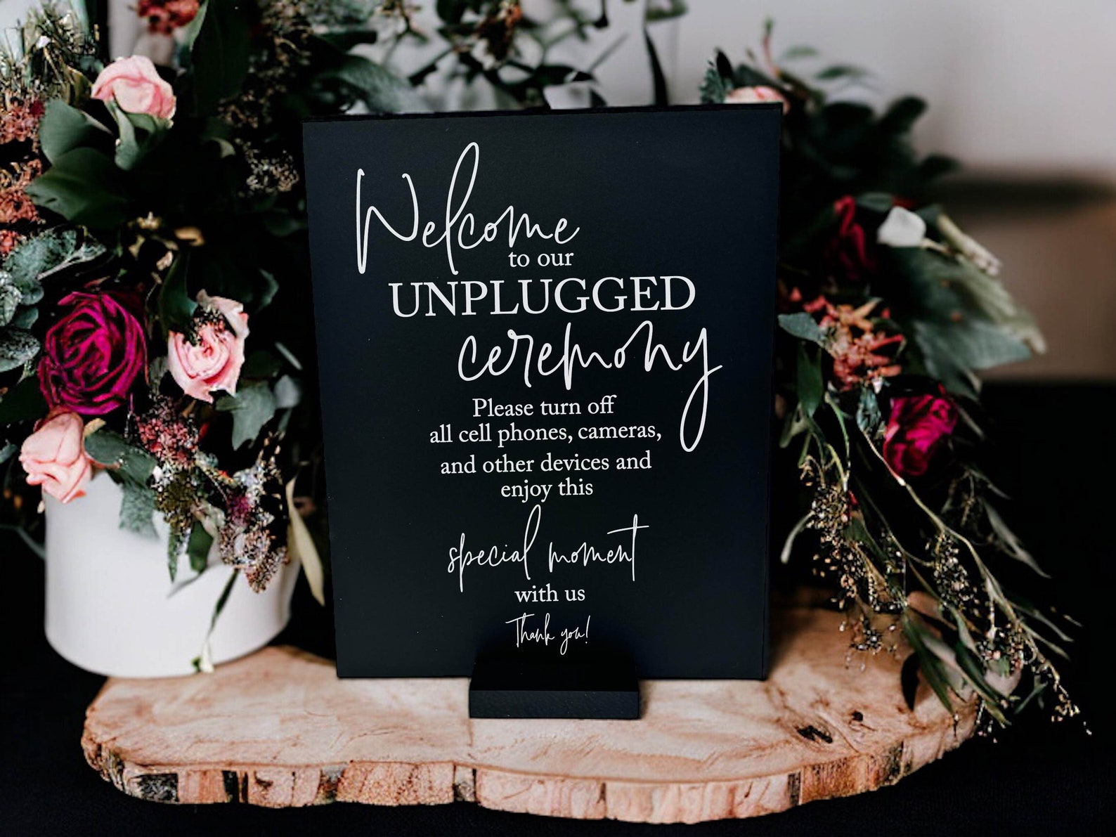 Unplugged Ceremony Clear Glass Look Acrylic Wedding Sign, Unplug Be ...