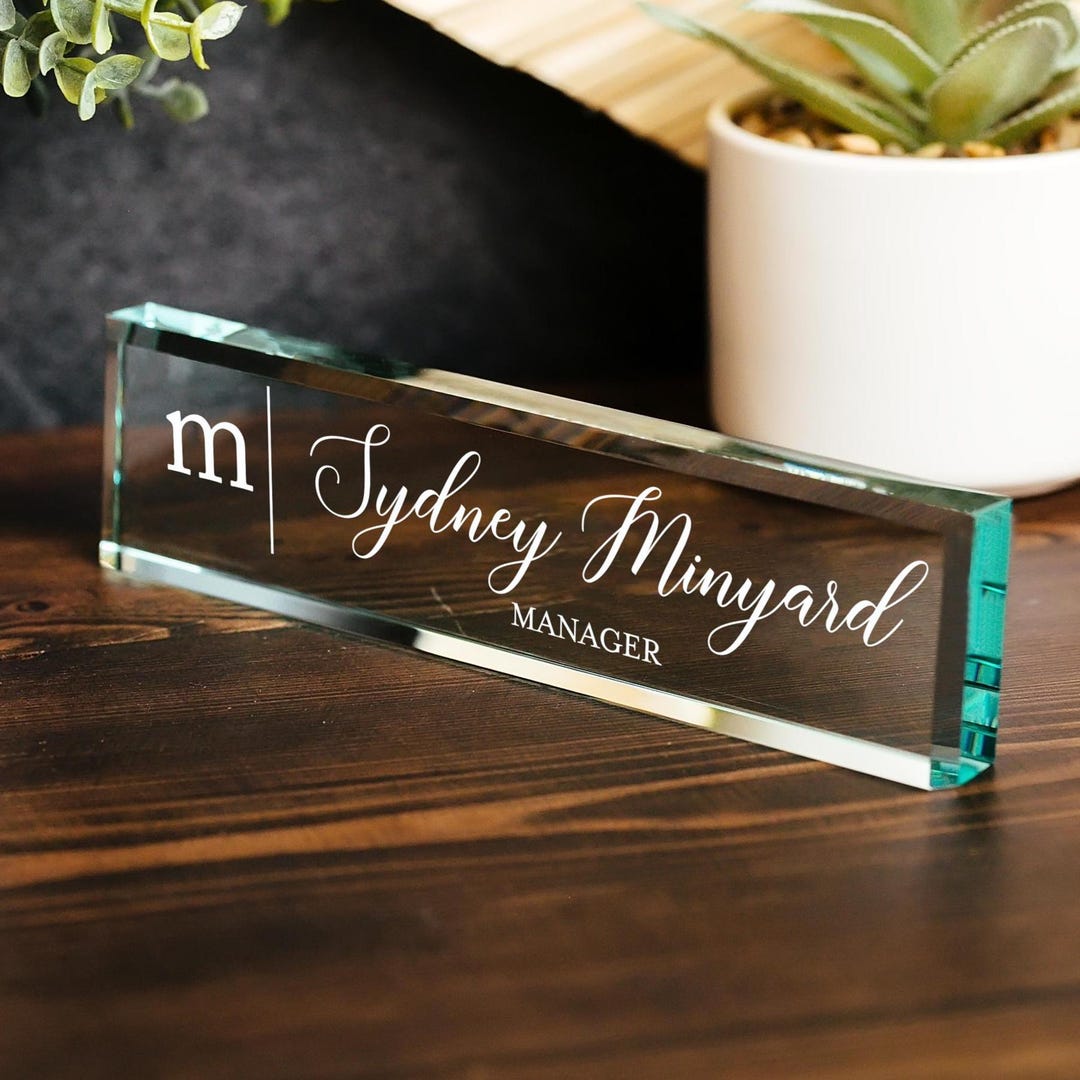 Personalized Boss Glass Office Desk Name Plate, Best Employer Ever ...
