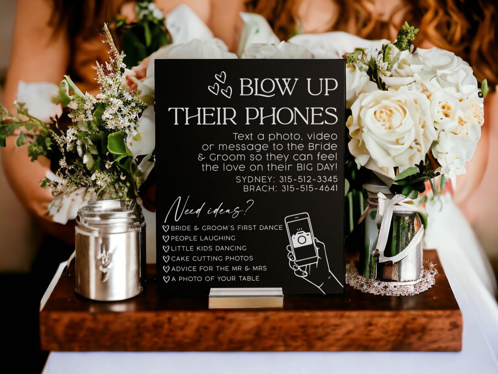 Blow up Their Phones Wedding Table Sign Text or Video Bride and Groom ...