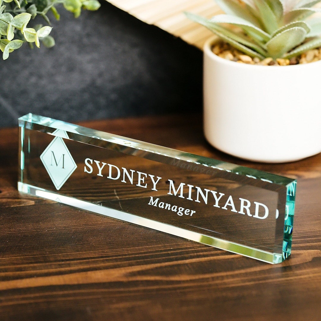 Personalized Boss Glass Office Desk Name Plate, Best Employer Ever ...