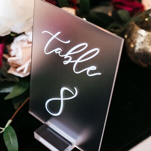 Black, White, FROSTED or Clear Acrylic Table Number Sign With Stands ...