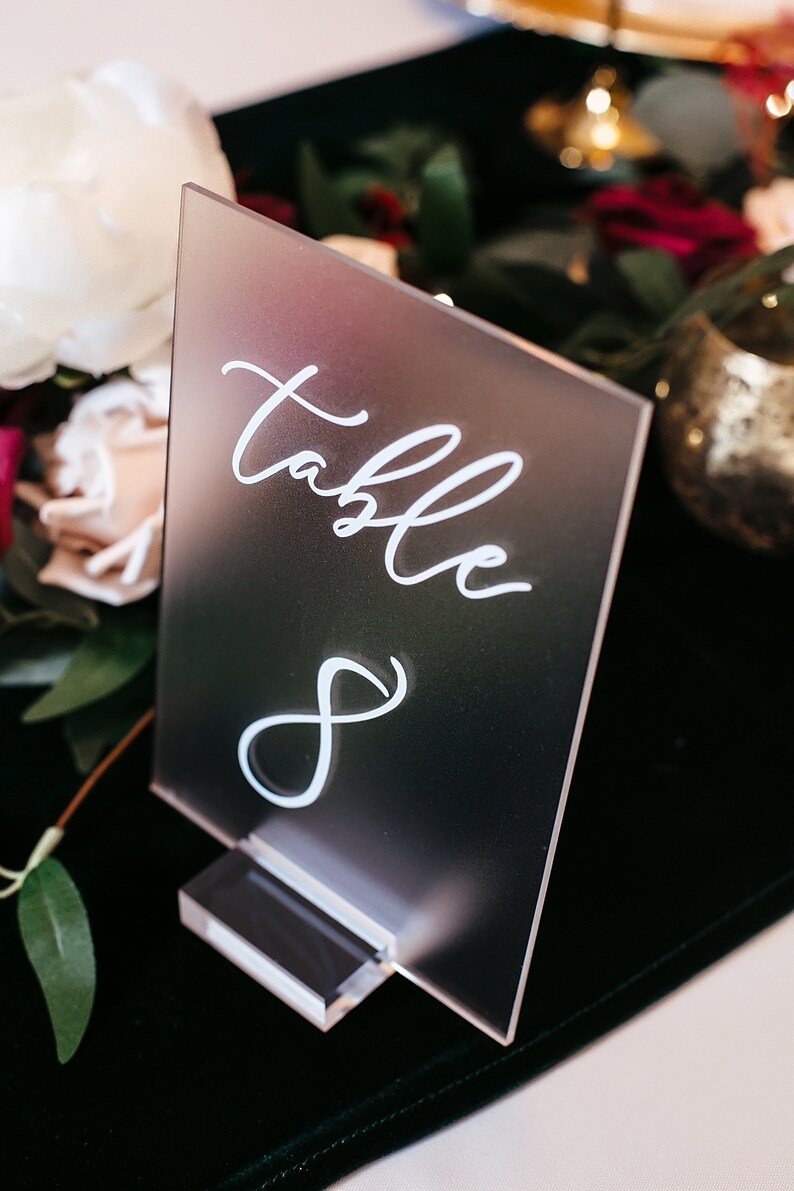 Black White FROSTED or Clear Acrylic Table Number Sign With - Etsy