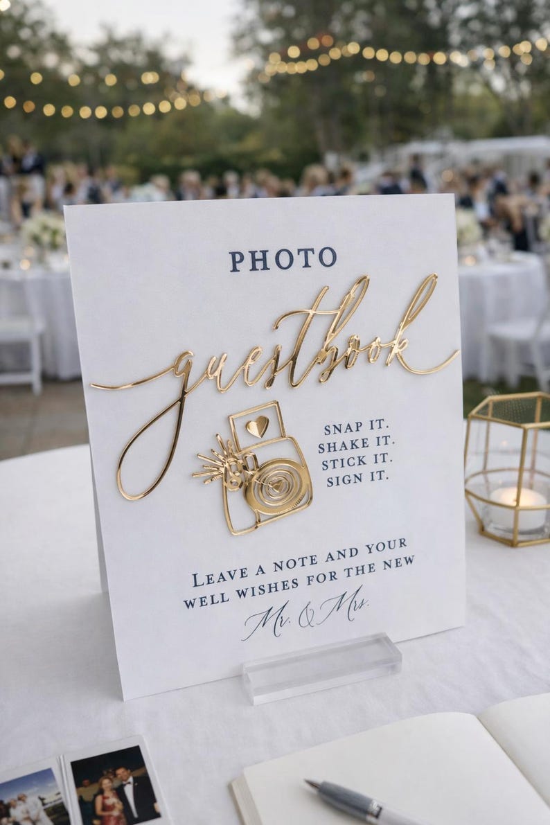 3D Photo Guestbook Snap Shake Stick Sign It Acrylic Wedding Guest Book ...
