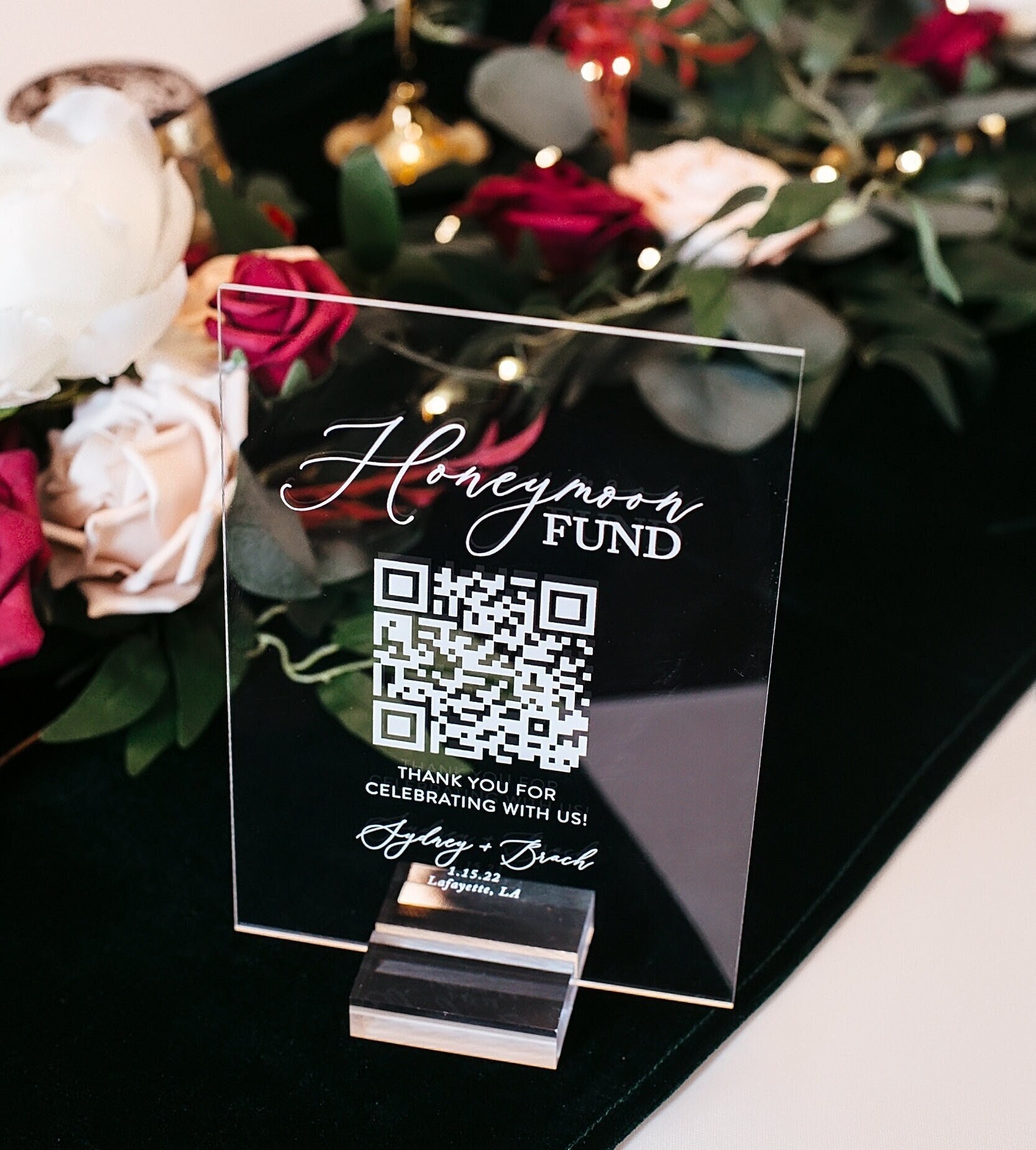 Scannable Honeymoon Wedding Fund QR Code Clear Black White - Etsy