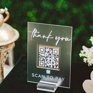 3D Thank You Scan to Pay Retail Scannable QR Code Clear Glass Look ...