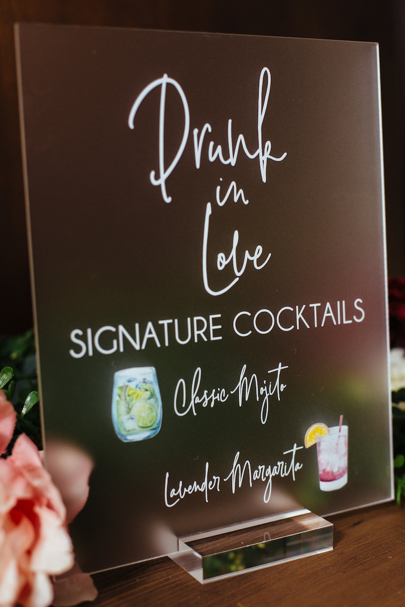 Drunk in Love Bar Menu Signature Cocktails Custom Clear Glass - Etsy