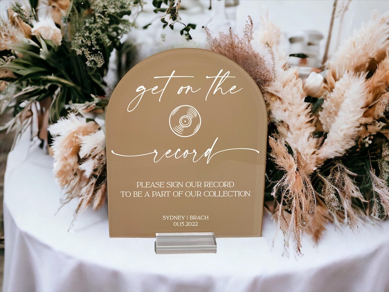 Get on the Record Please Sign Our Guestbook Acrylic Wedding Arch Sign ...