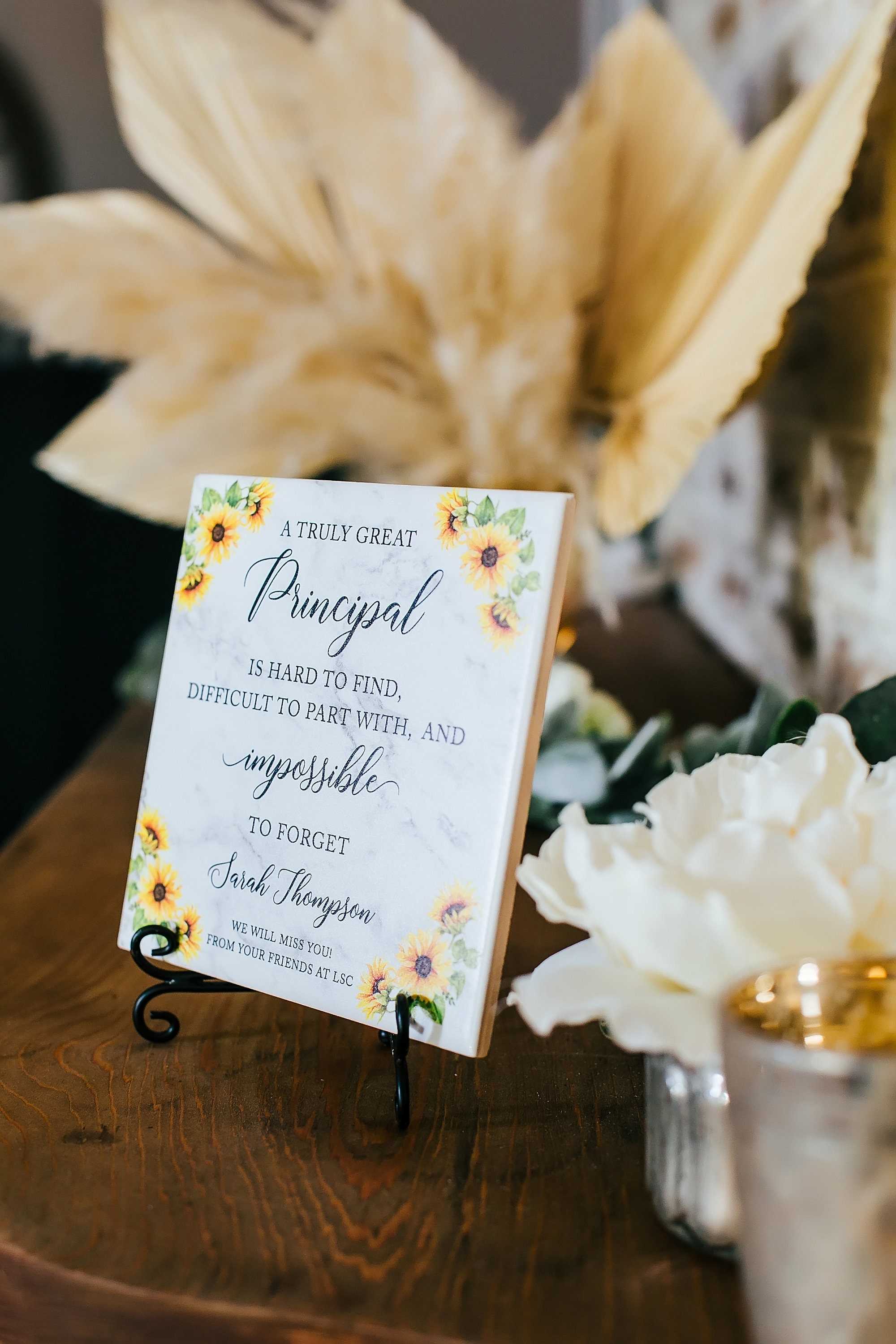 Sunflowers PRINCIPAL Appreciation Tile Plaque Gift From - Etsy