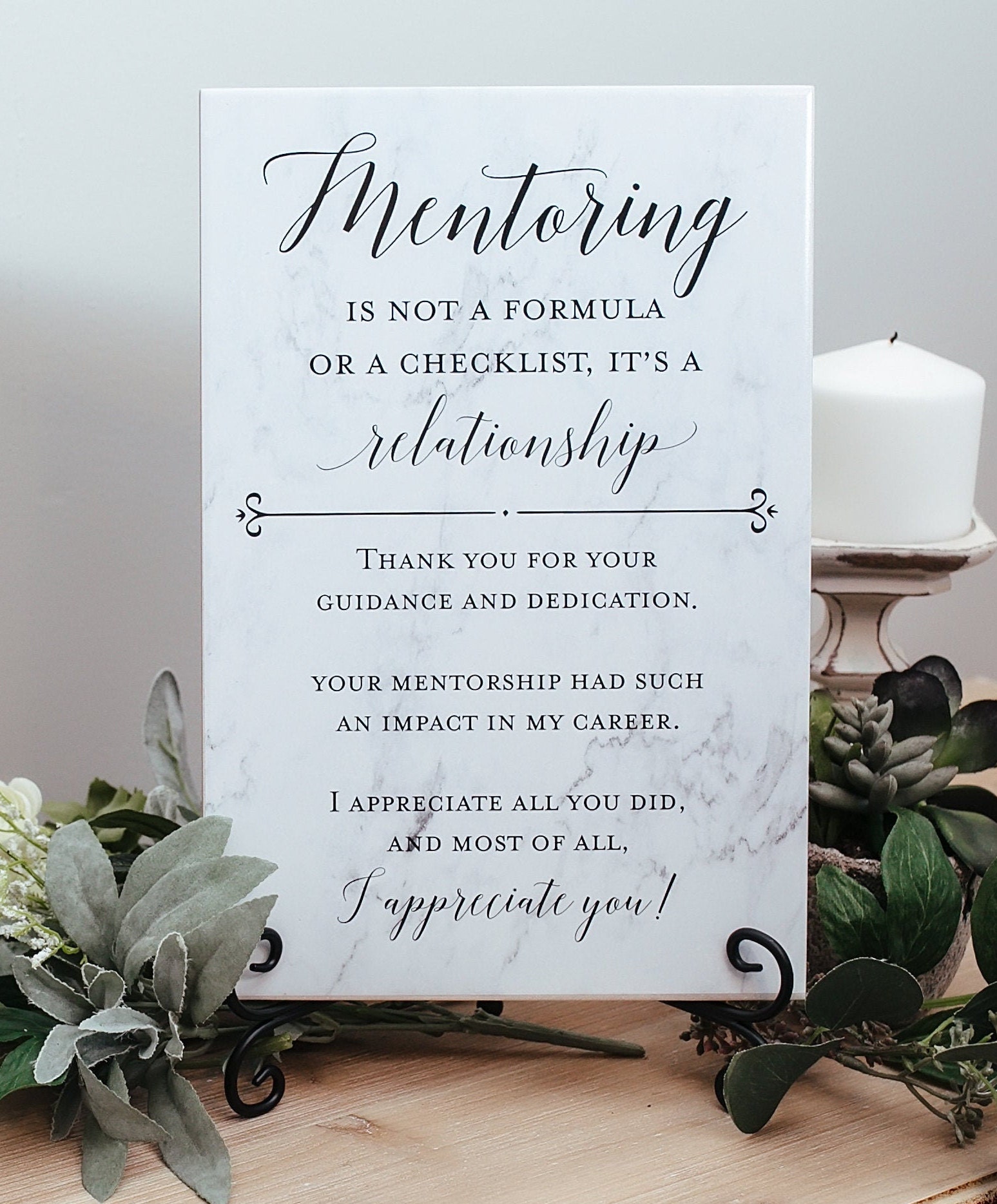 Marble Mentor Plaque With Stand Thank You Mentor Sign Custom | Etsy