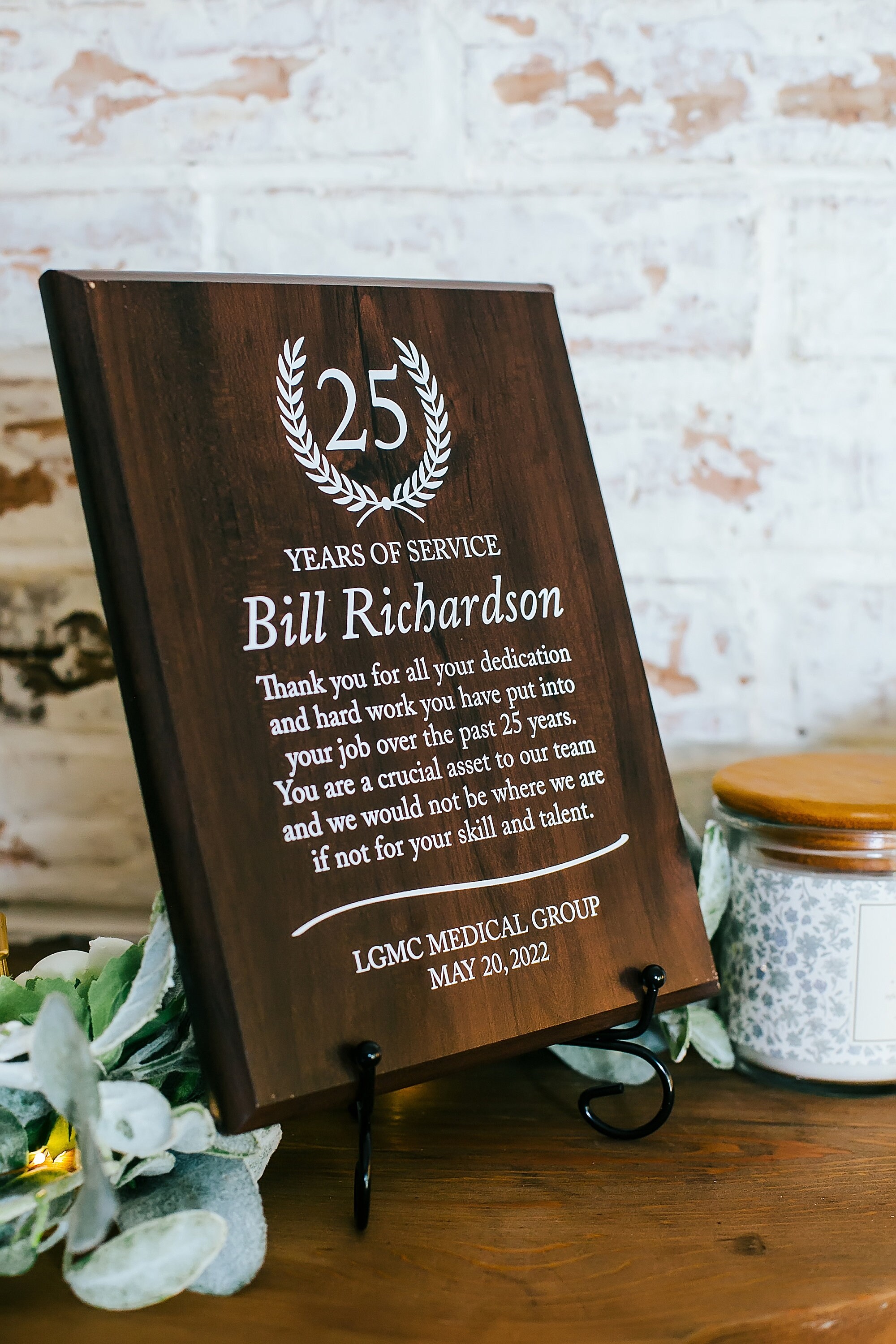 Work Anniversary Gift Award Plaque for Service Employee - Etsy