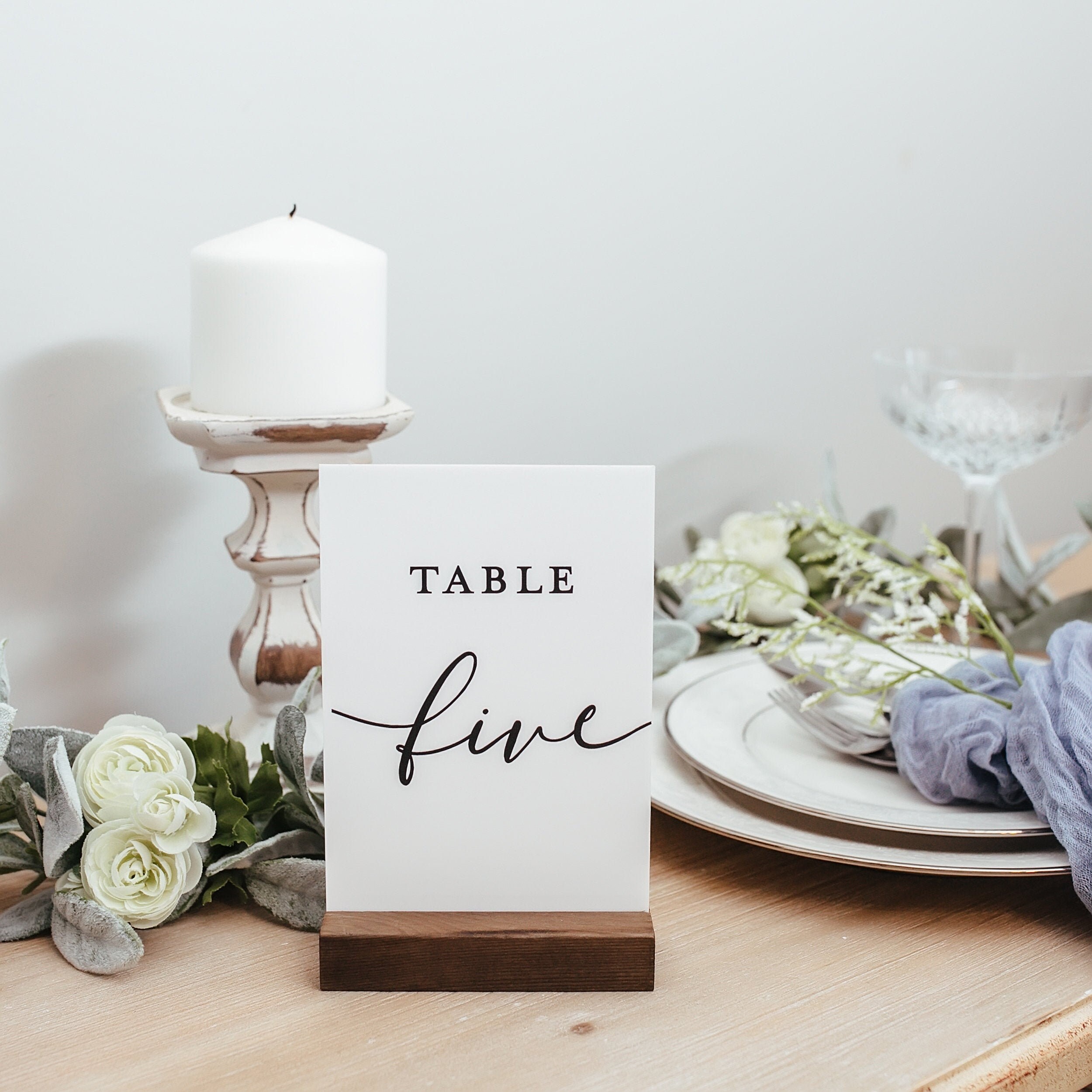 FROSTED Glass Look Acrylic Table Number Sign With Stands - Etsy Canada