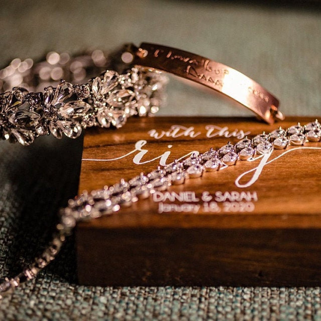 Walnut Wood Small Ring Box, Wedding Ring Bearer Box, USB Box, Tiny ...