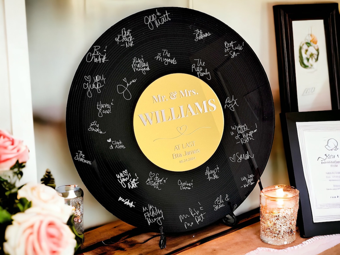 Vintage Record Wedding Guestbook Set - Includes Acrylic Record Guest ...