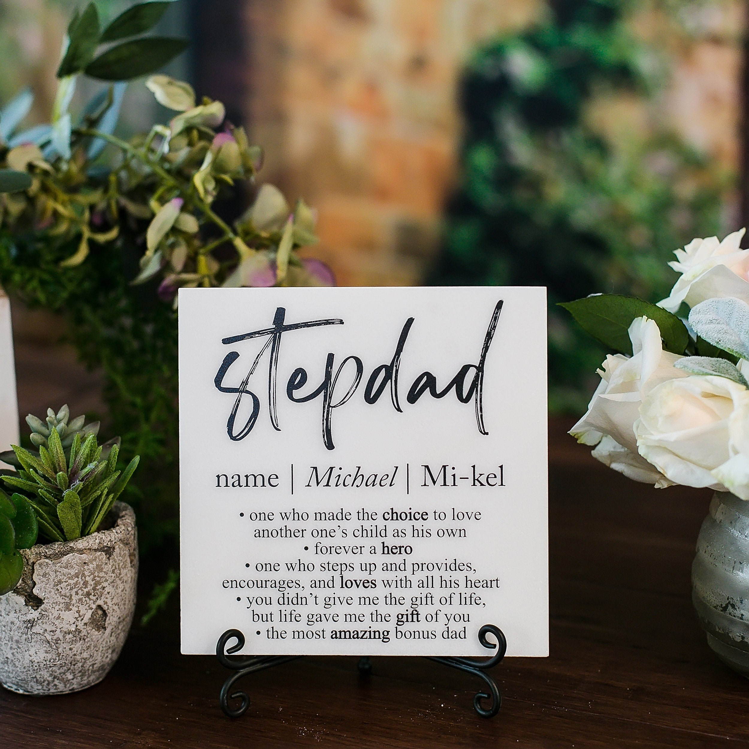 Personalized Step Dad Tile Plaque Gift From Stepson or | Etsy