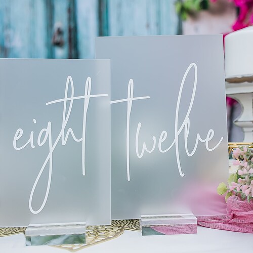 Clear Glass Look Acrylic Table Number Sign With Stands - Etsy