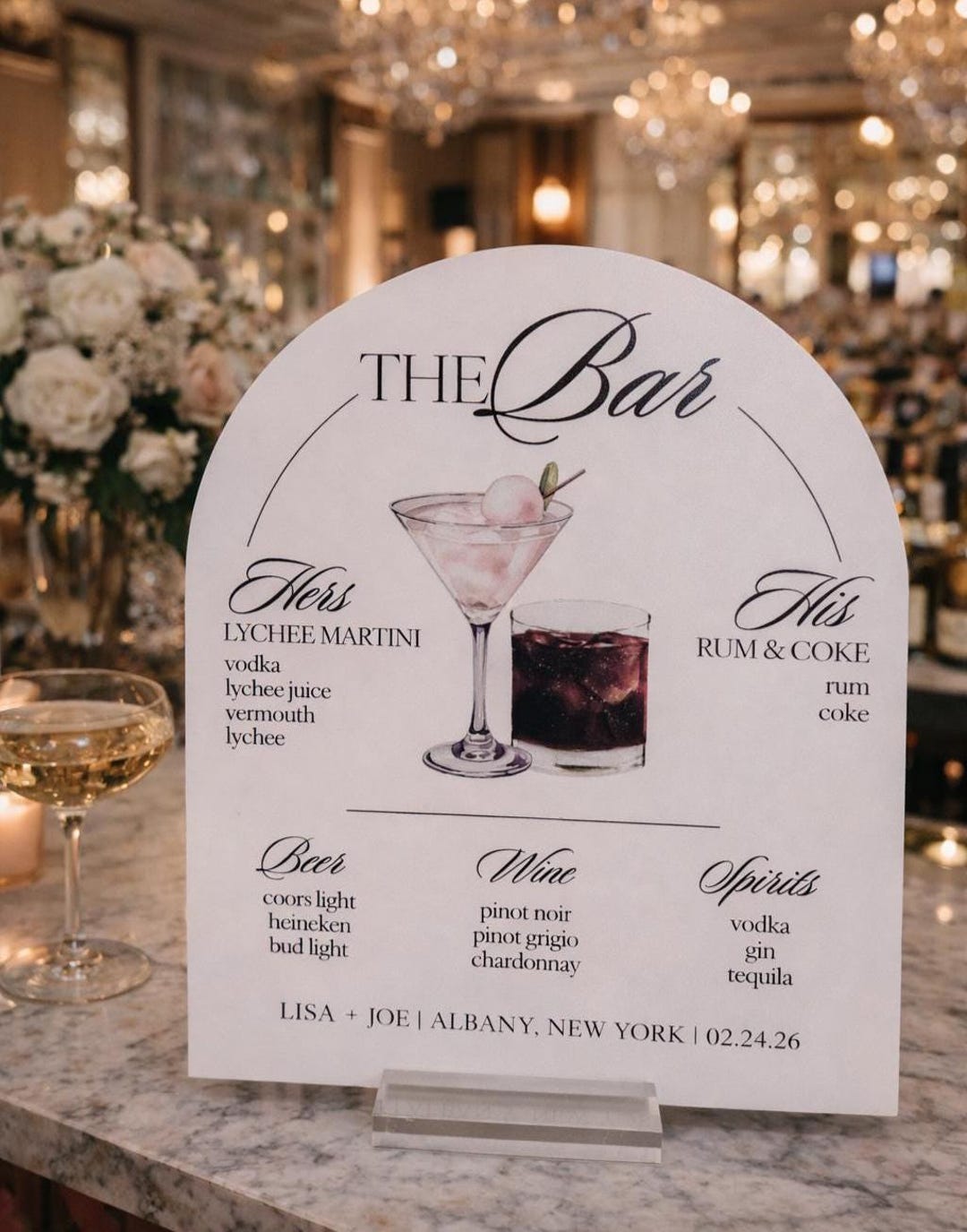 Wedding Cocktail Bar Menu Sign – Acrylic Reception Beverage Display ...