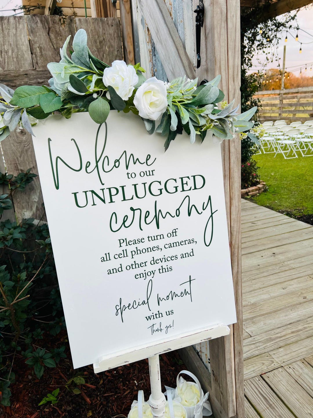 Unplugged Ceremony Clear Glass Look Acrylic Wedding Sign, Unplug Be ...