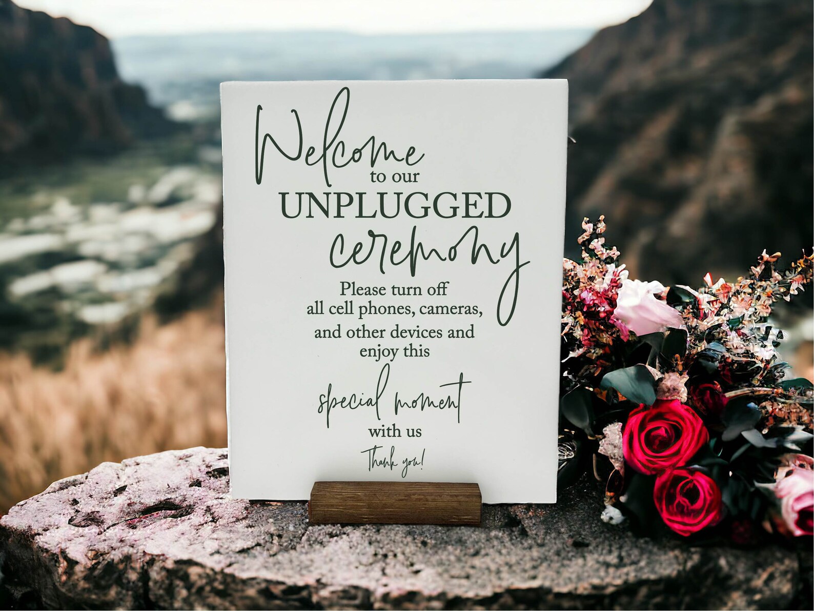 Unplugged Ceremony Clear Glass Look Acrylic Wedding Sign, Unplug Be ...