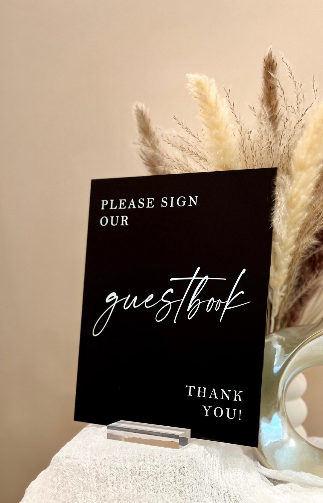 Please Sign Our Guestbook Modern Minimalist Clear Glass Look Acrylic ...