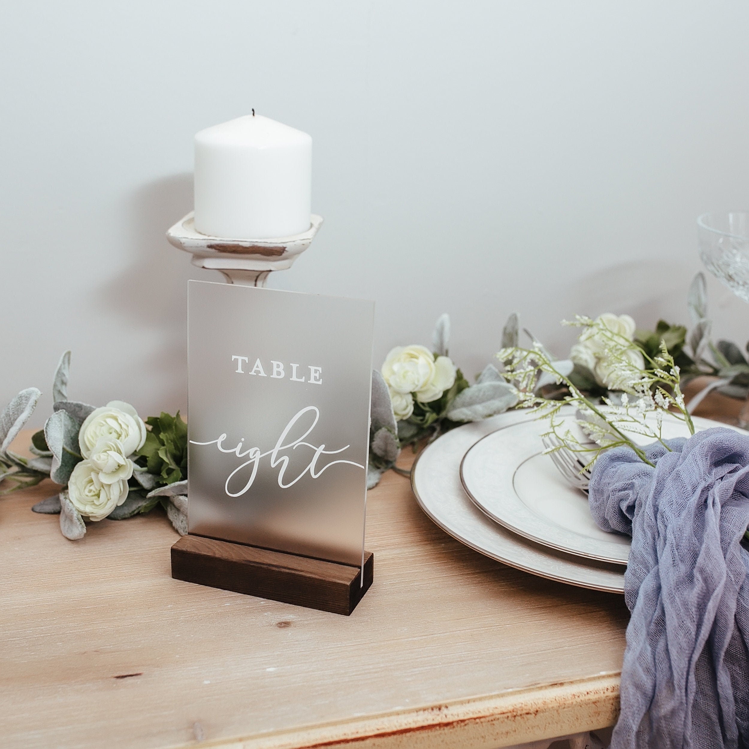 FROSTED Glass Look Acrylic Table Number Sign With Stands | Etsy