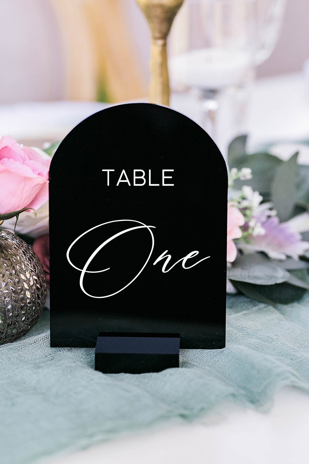 Black, White, Clear Frosted ARCH Acrylic Table Number Sign With Stands ...