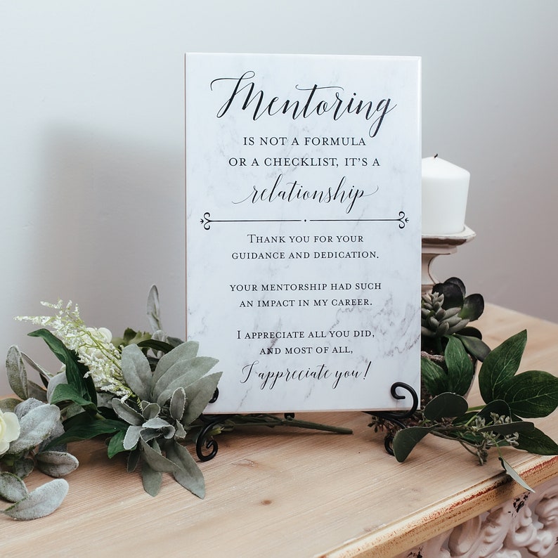 Marble Mentor Plaque With Stand Thank You Mentor Sign Custom | Etsy