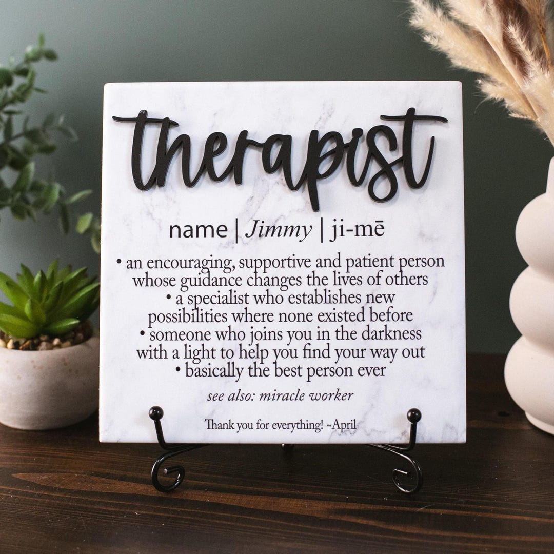 3D Therapist Ceramic Tile Plaque With Stand, Thank You Mentor Sign ...