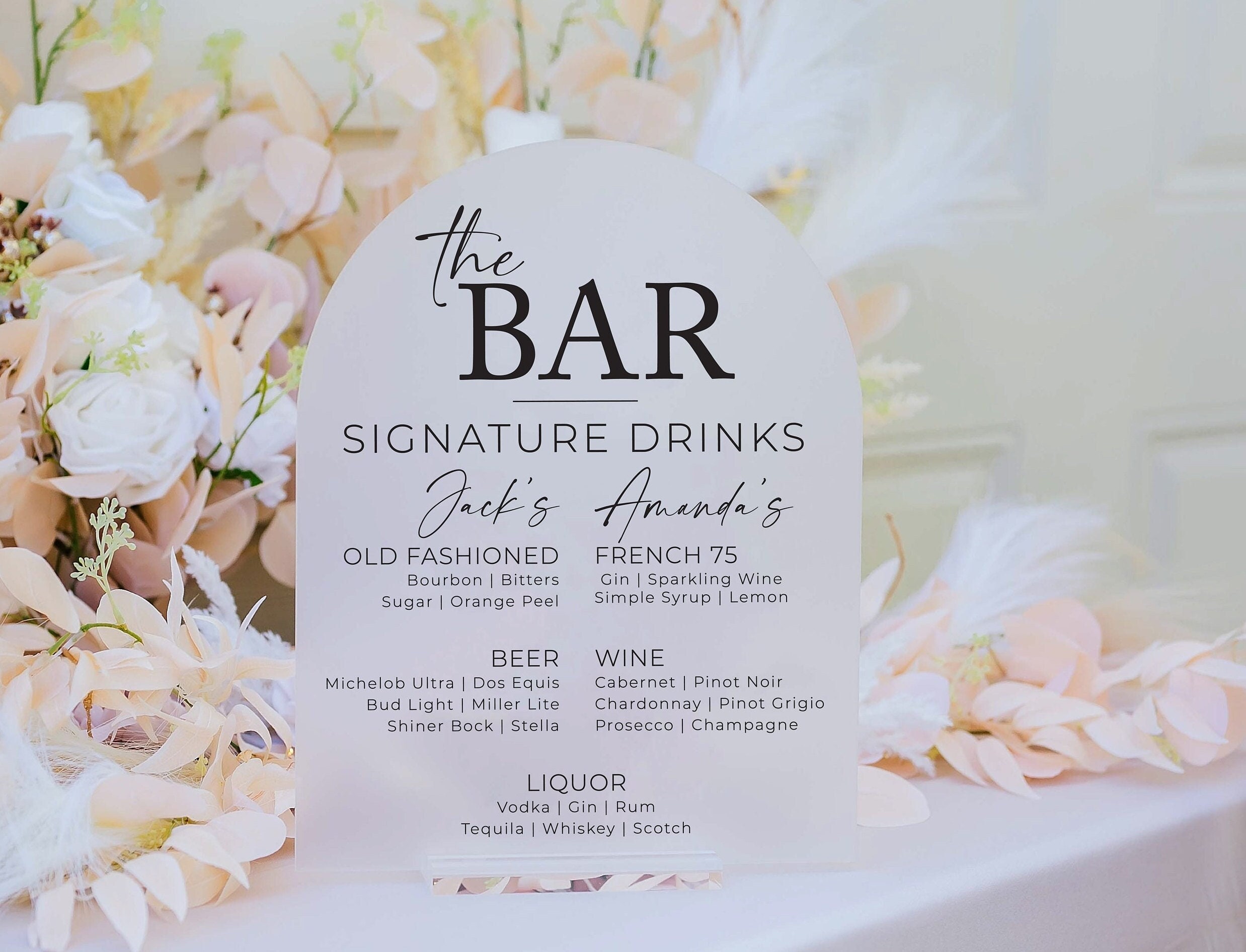 ARCH Bar Menu Signature Cocktails Custom Clear Glass Look - Etsy Canada