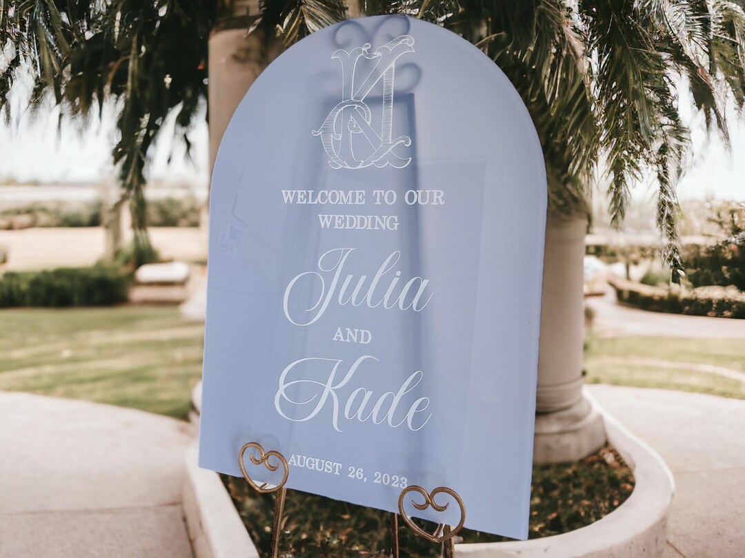 ARCH CUSTOM Color Monogram Crest Acrylic Wedding Welcome Sign ...