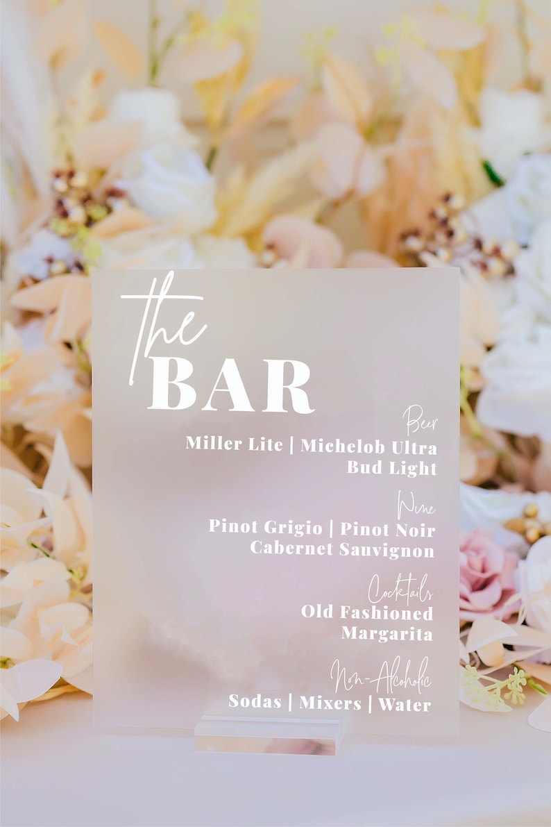Bar Menu Signature Cocktails Custom Clear Glass Look Acrylic - Etsy