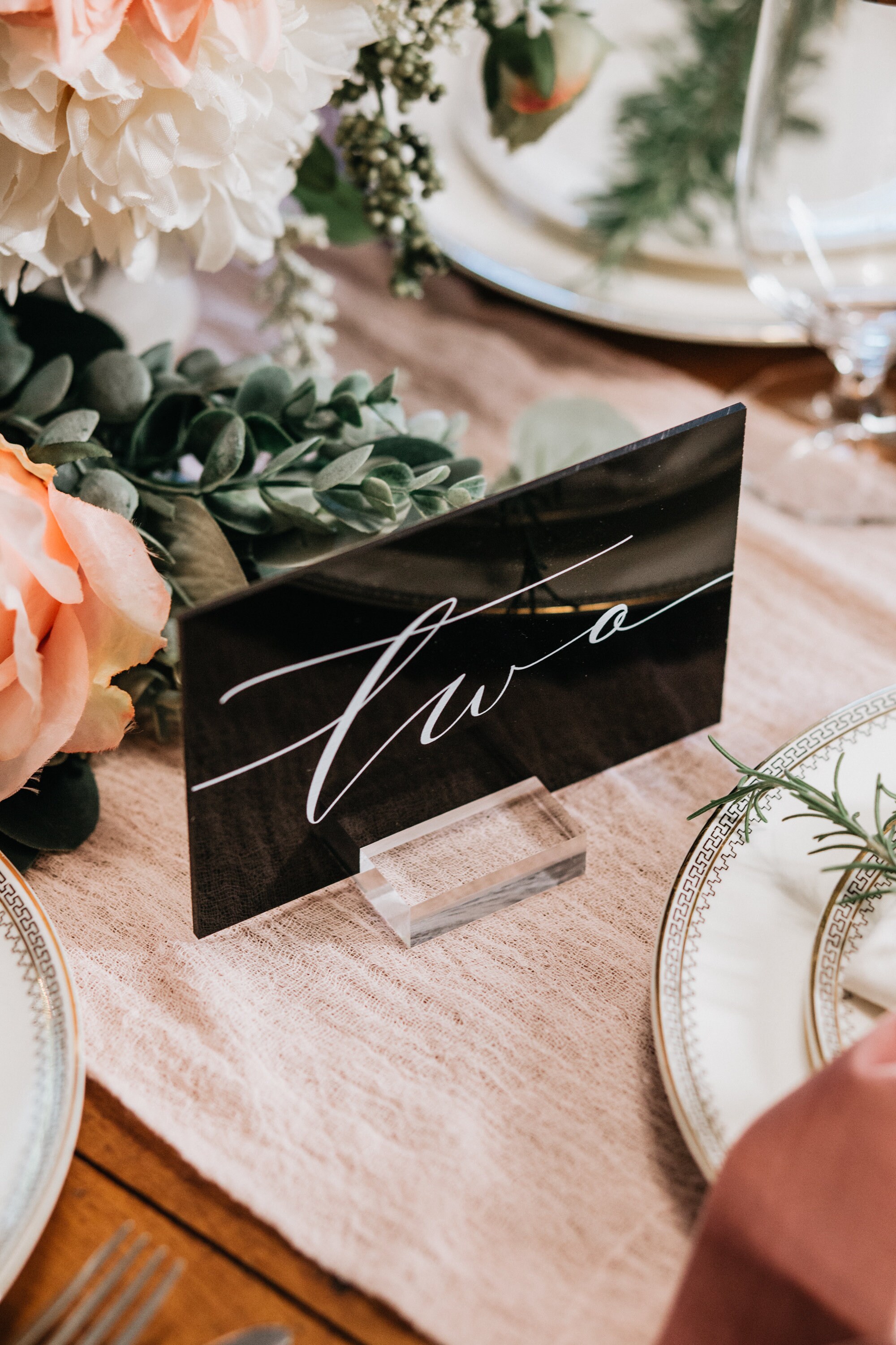 Clear Glass Look Acrylic Table Number Sign With Stands | Etsy