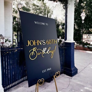 3D Gold Mirror Happy Birthday Acrylic Welcome Entrance Sign, Let's ...