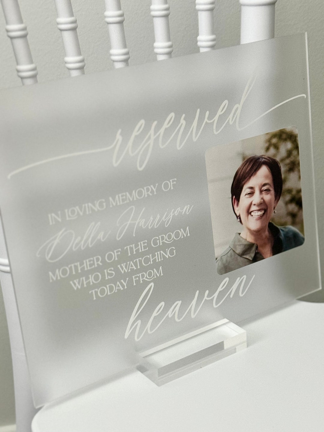 Reserved in Loving Memory Photo Wedding Chair Sign, Memorial of Loss of ...